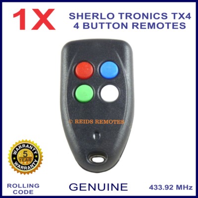 Sherlo Tronics TX4 433 MHz 4 button remote control red blue green white ...