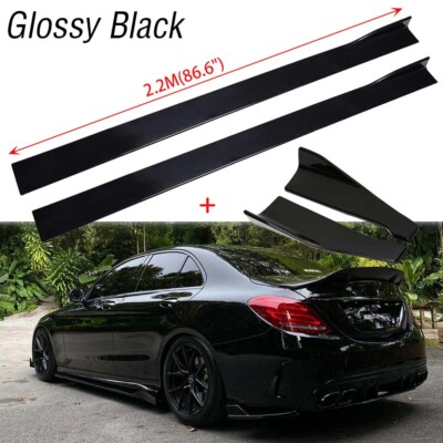 86.6" Side Skirt Panel + Rear Bumper Diffuser For Mercedes-Benz C200 ...