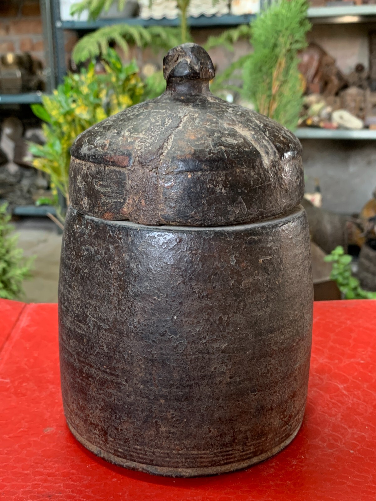 Antique Old Handcrafted Wooden Indian Kitchen Spice Storage Container ...