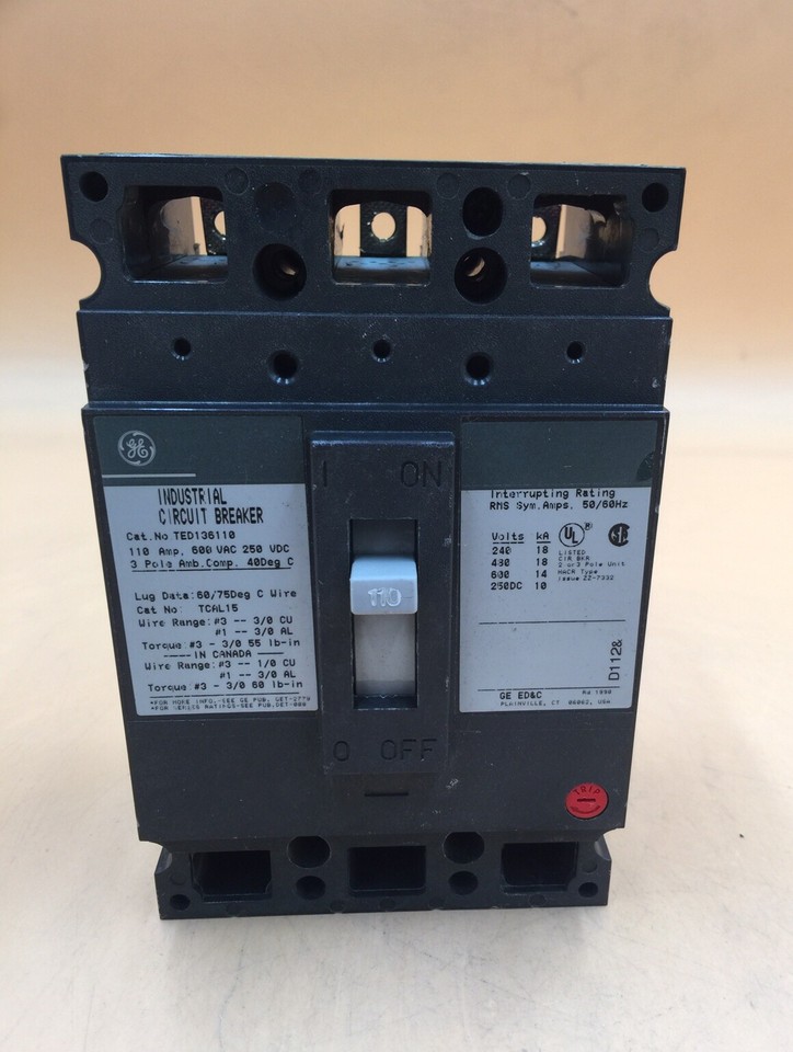 HOUSTON STOCK GE TED136110 TED 110 AMP 600V REFURBISHED FREE 2 DAY AIR ...