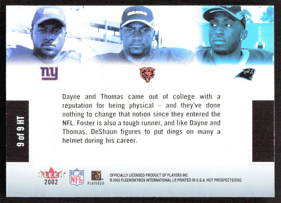 2002 7228B Fleer Hot Prospects HOT TRICK Anthony Thomas/RON DAYNE ...