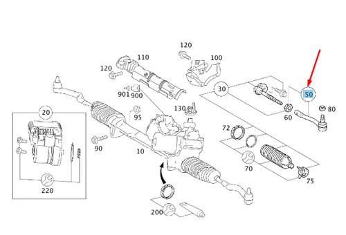 MERCEDES-BENZ A W169 STEERING GEAR RIGHT OUTSIDE TIE ROD A1693300603 | eBay