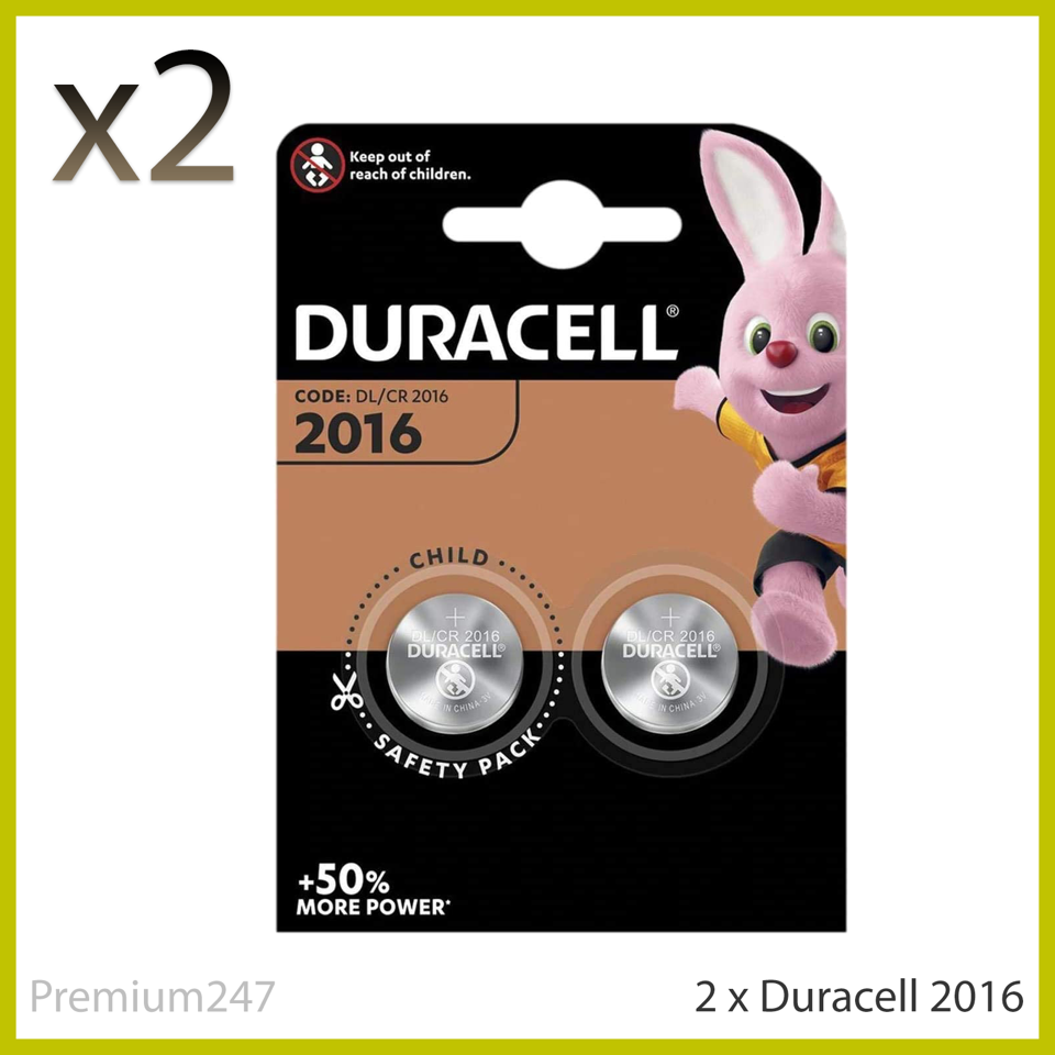 2 x Duracell CR2016 3V Lithium Coin Cell Battery 2016 DL2016 BR2016 SB ...