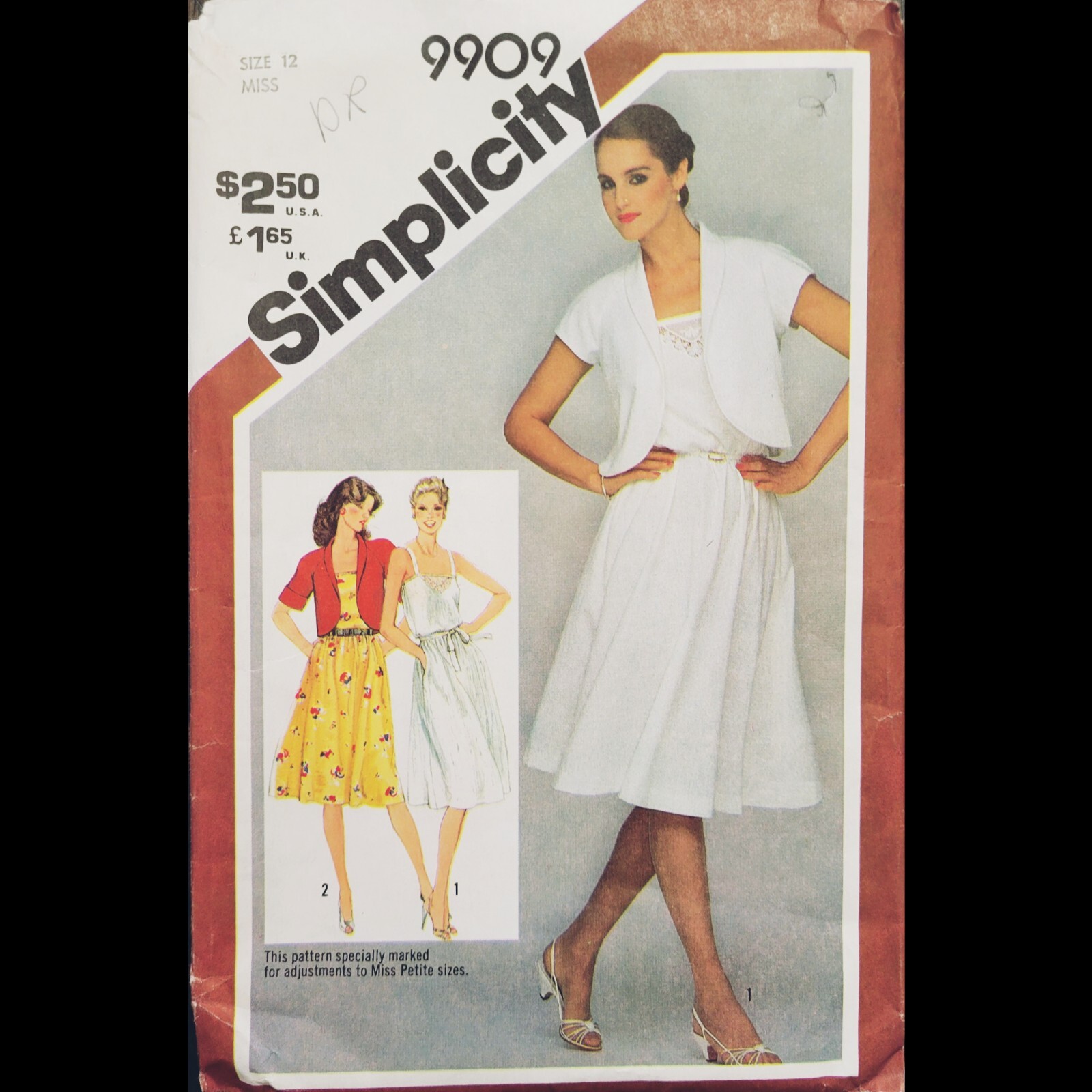 Vintage Simplicity Pullover Sundress & Bolero Jacket Pattern #9909 Size ...