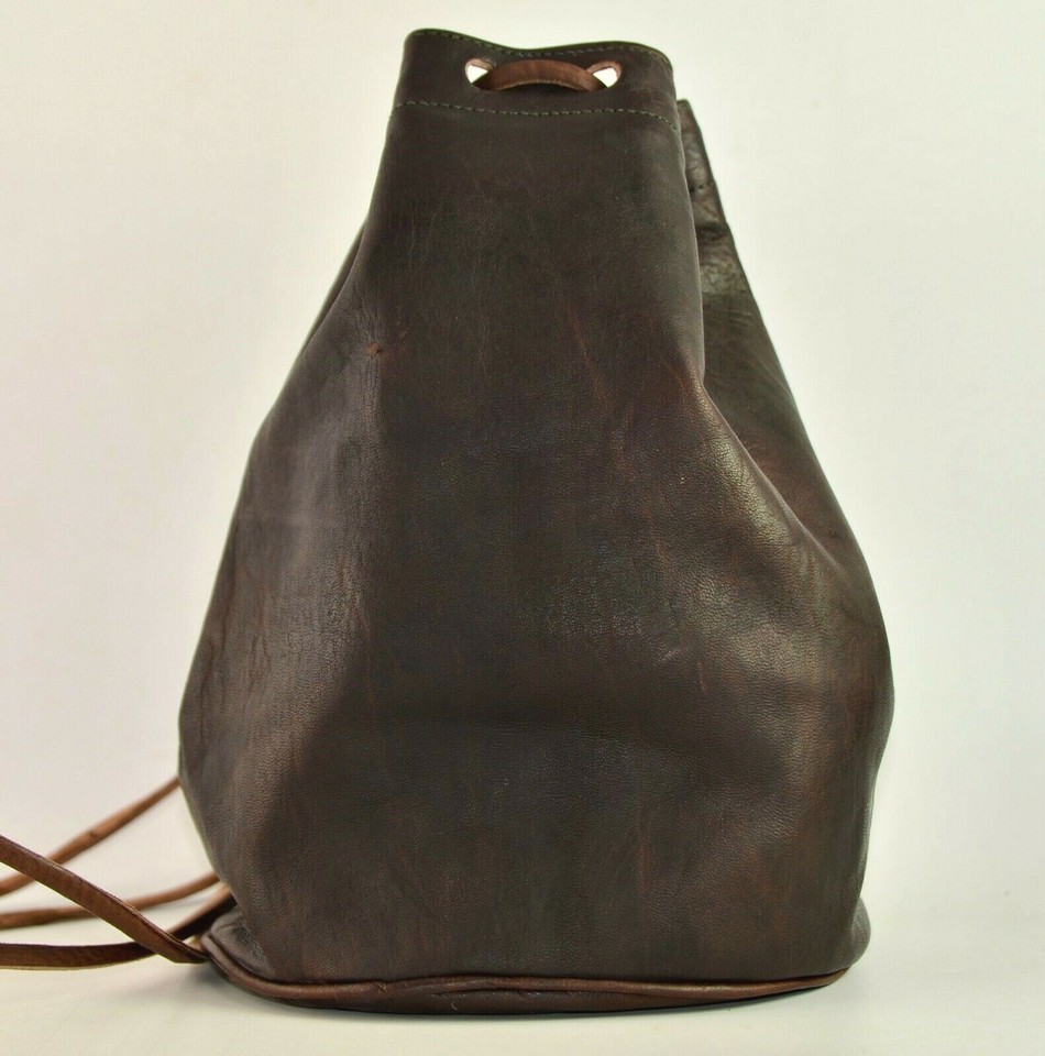 Organic Leather Drawstring Bucket Duffel Bag Backpack Rucksack Moroccan ...