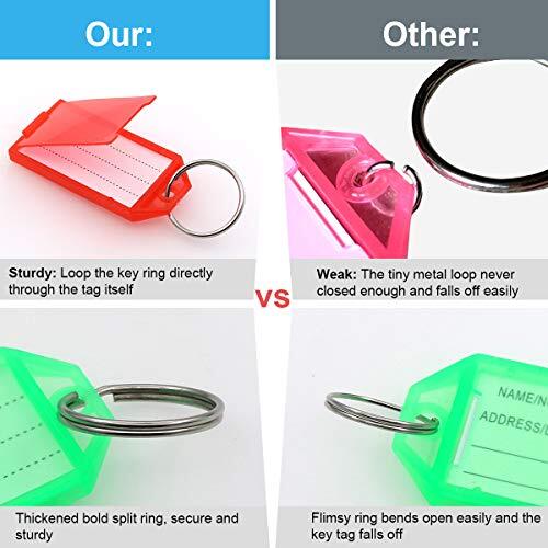 Plastic Key Tags with Label Pack Key Chain Tag Identifiers Bulk Colored ...
