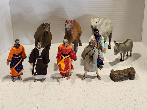Bible Quest Action Figure Nativity Set Three Wise Men Joseph Camels Lot ...