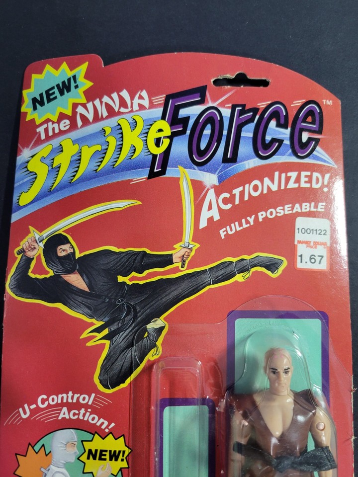 1986 Remco Ninja Strike Force Action Figure Shaolin Monk on Card Weapon ...