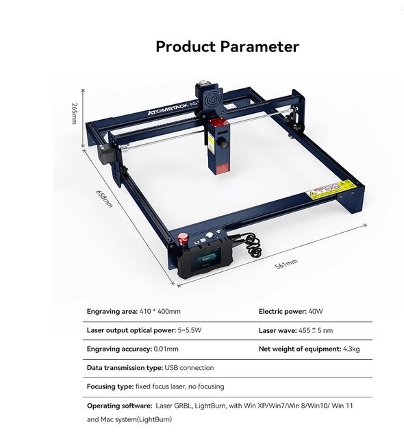 Laser Engraver ATOMSTACK A5 M50 PRO 40W Engraving Cutting Machine for ...