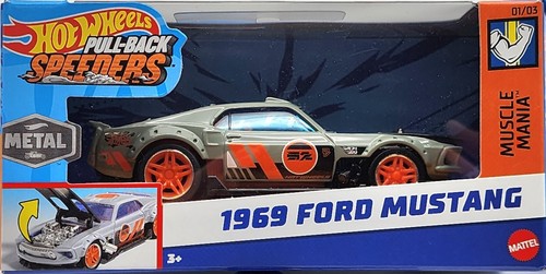HOT WHEELS 1:43 PULL-BACK SPEEDSTERS METAL MUSCLE MANIA 1969 FORD ...