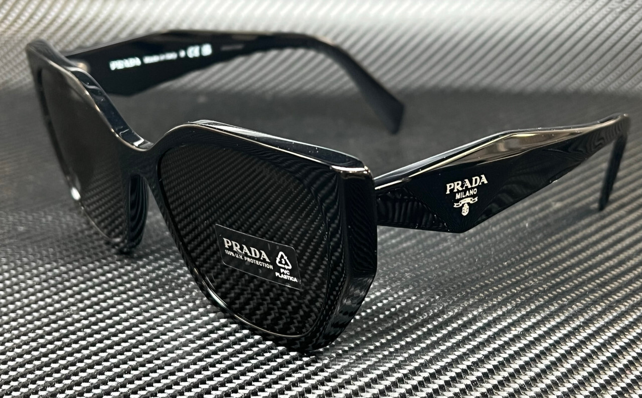 PRADA PR 19ZSF 1AB5S0 Black Dark Grey Women's 56 mm Sunglasses ...
