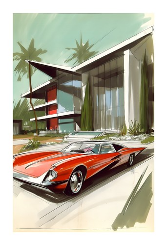 1960s Mid Century Modern Atomic Age Art Print mca1 | eBay