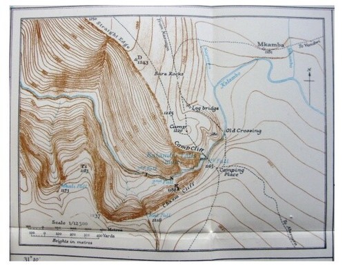 1929 Gordon-Gallien - KALAMBO FALLS - Tanganyika - UJIJI - COLOUR MAP ...