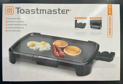 NEW! TOASTMASTER FAMILY SIZE 10” x 16” ELECTRIC GRILL GRIDDLE NONSTICK ...