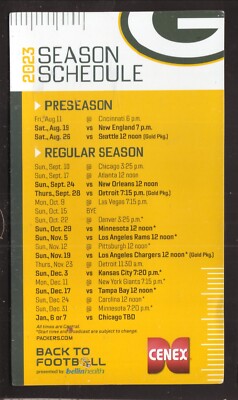 Green Bay Packers 2023 Magnet Schedule Cenex | eBay