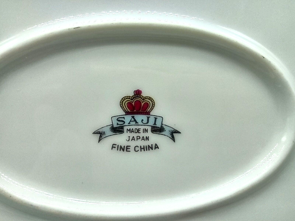 Vintage SAJI Fine China MADE IN JAPAN Oval Platter White Floral Pattern ...