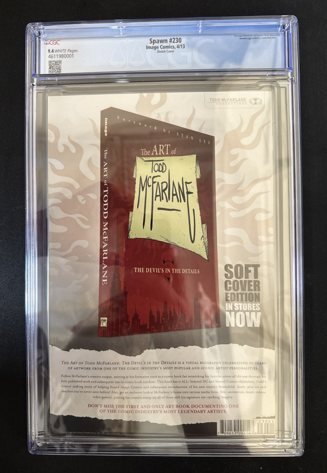 Spawn #230 Sketch Cover CGC 9.4 NM White Pages Image McFarlane SUPER ...