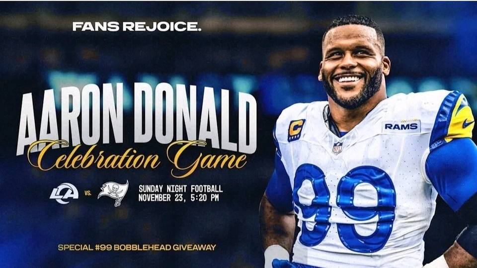 Los Angeles LA Rams 2025 Aaron Donald Goat Bobblehead 11/23/25 SGA | eBay