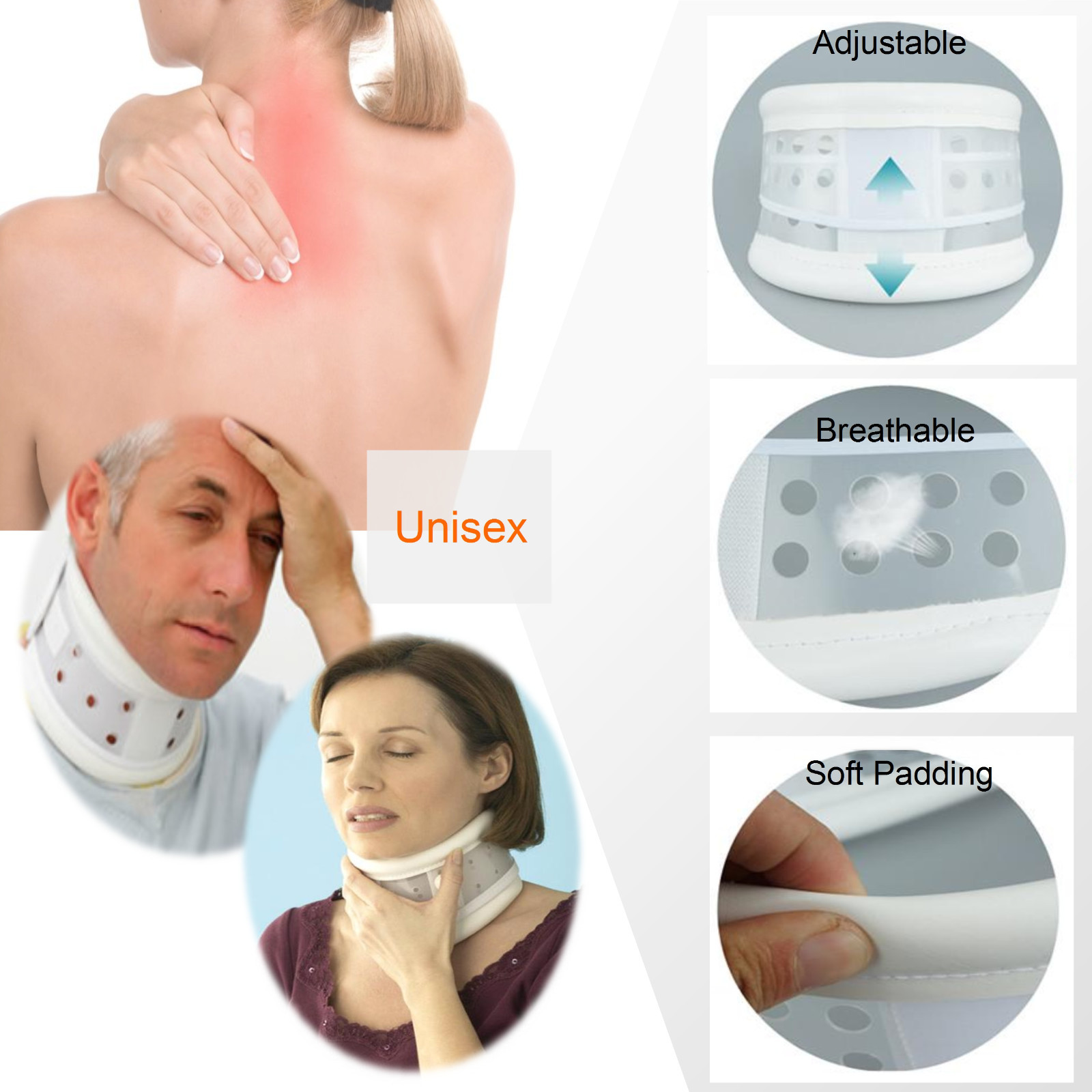 Lightweight Cervical Collar Traction Neck Brace Support Stabilise Strap ...