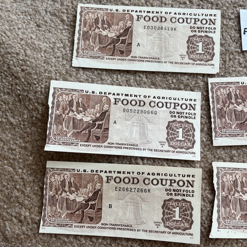 LOT OF 5 USDA FOOD COUPON SERIES 1995 B One Dollar Food Stamp Notes | eBay
