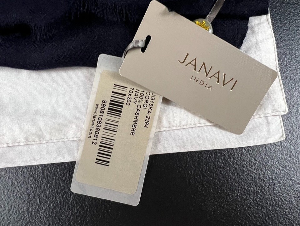 K Janavi Women's Navy Corgi Embroidered Cashmere Scarf Shawl 70x200 ...