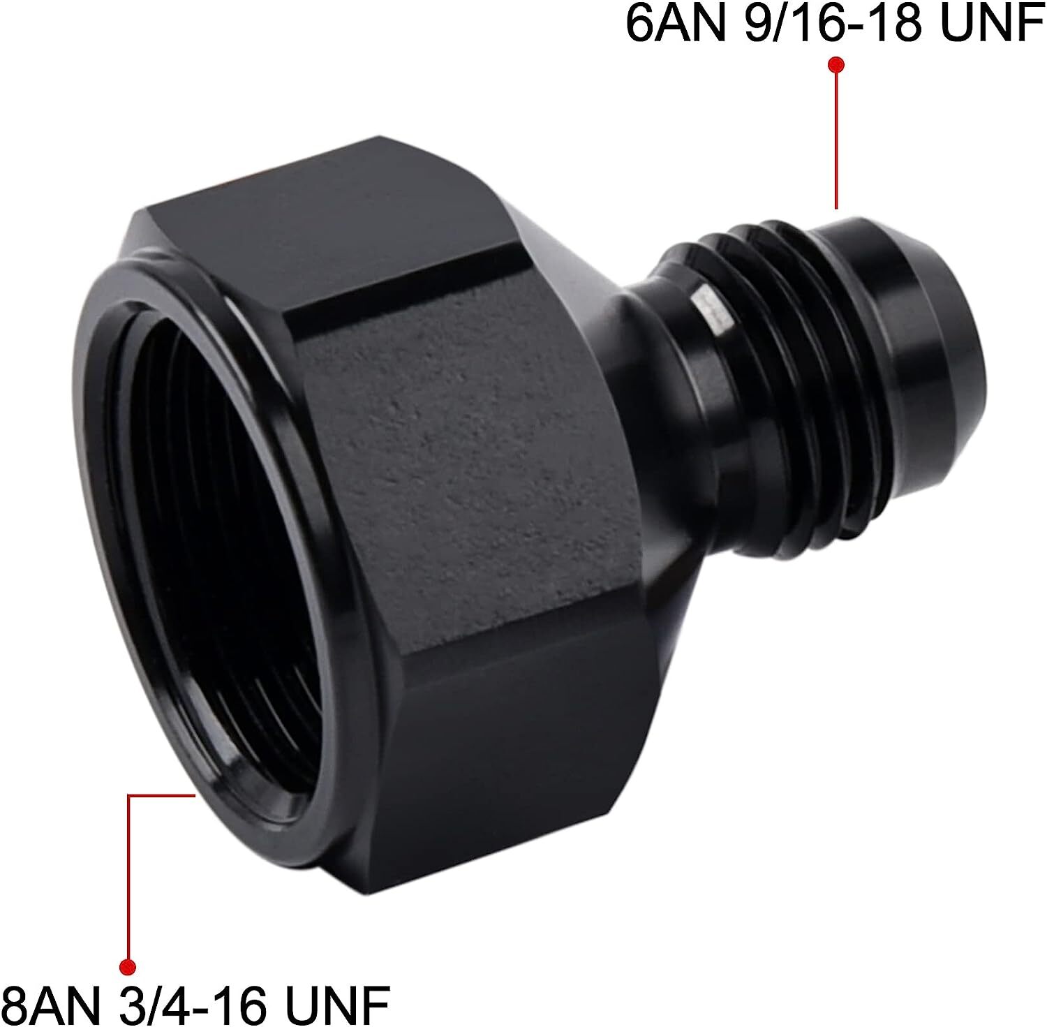 2Pcs 8AN Female to 6AN Male Flare Reducer Fitting Fuel Cell Bulkhead ...