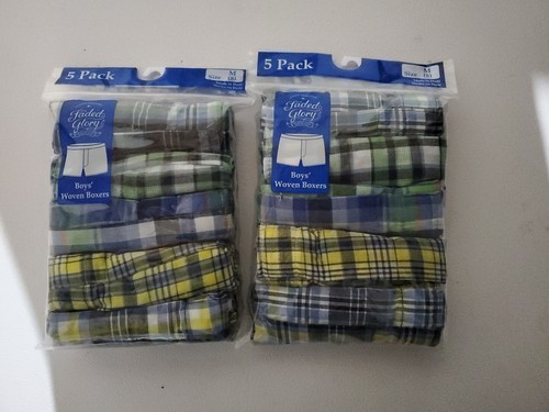 New! Faded Glory Boys Size M (8) Plaid Woven Boxers Package of 5 (Lot ...