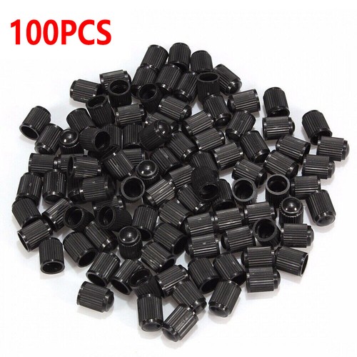 100*Universal Car Motorcycle Black Plastic Tire Valve Stem Air Caps ...