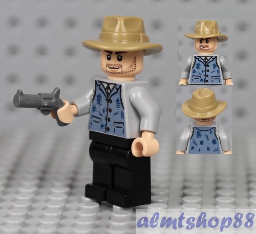 LEGO - Cowboy Minifigure w/ Sand Blue Jacket Western Brim Hat & Pistol ...