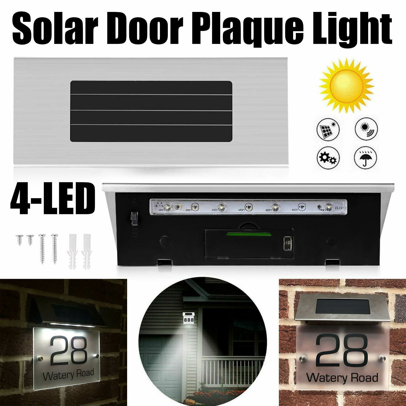Solar Light House Signs Door Number Sign Light Lamp Front Door Plaque ...