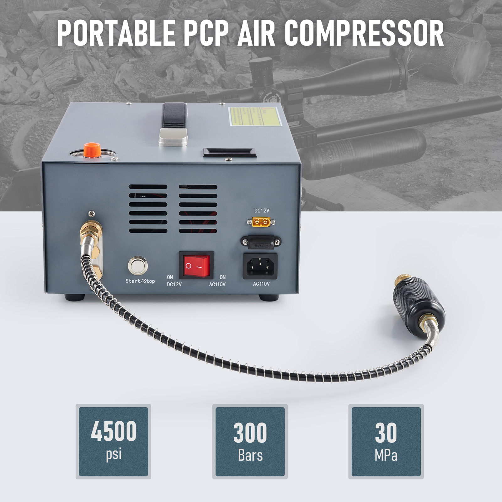 CREWORKS 30MPA High Pressure Air Compressor Auto Stop Rifle HPA PCP ...