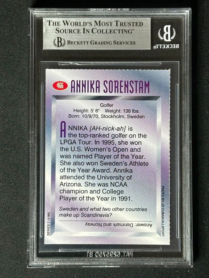 1996 Sports Illustrated SI For Kids Rookie Annika Sorenstam #466 BGS ...