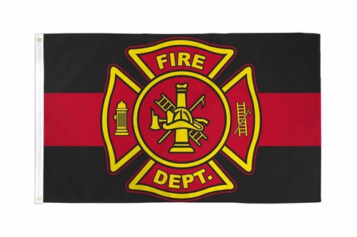 RED LINE FIRE DEPARTMENT (RED & BLACK) FLAG 3X5FT POLYESTER - FIREMAN ...