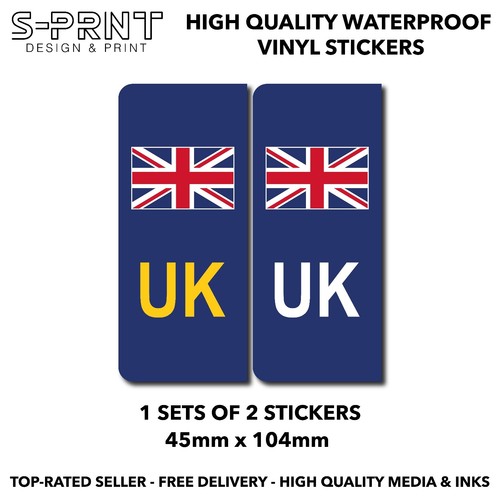 UK Number Plate Sticker Union Jack 1 set 2 stickers S90A car van truck ...