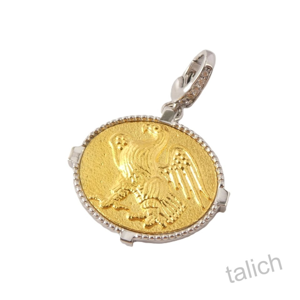 18K Gold Plated Sterling Silver Freedom Eagle Oval Amulet Pendant ...