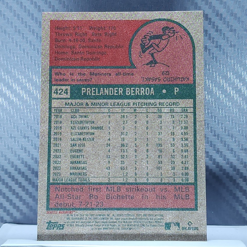 Prelander Berroa 2024 Topps Heritage ROOKIE #424 - Mariners RC | eBay