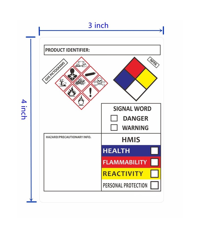 SDS OSHA Data Labels for Chemical Safety 3×4 Inch MSDS Stickers with ...