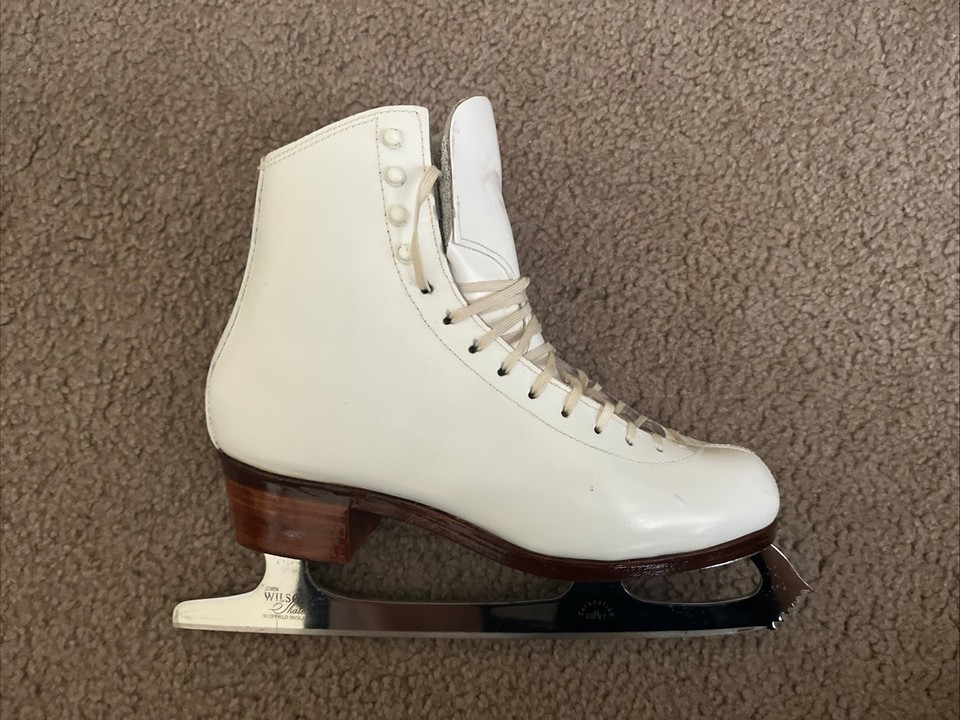 SP-Teri Ice skating leather boots w/ JOHN WILSON blades women’s size ...