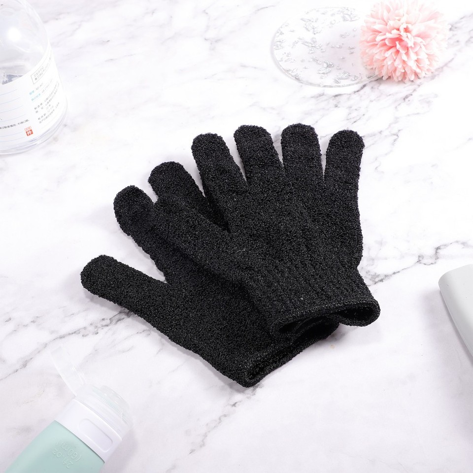 2Pcs Black Nylon Exfoliating Shower Gloves Body Scrubber Gloves for ...