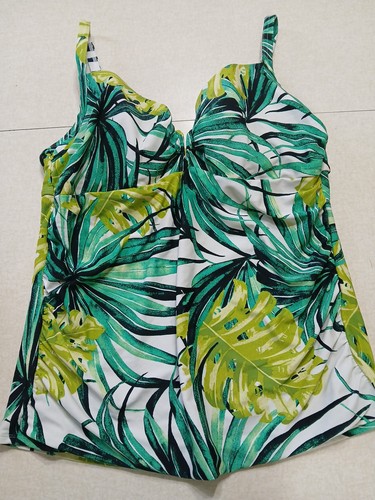 Cacique Tankini Swim Top 40DD Palm Green Floral Underwire | eBay