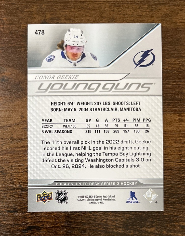 2024-25 Upper Deck Series 2 Young Guns #478 Conor Geekie Rookie ...