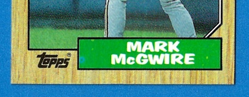 1987 TOPPS MARK MCGWIRE ERROR ROOKIE CARD #366 BLUE CIRCLE YELLOW DOTS ...