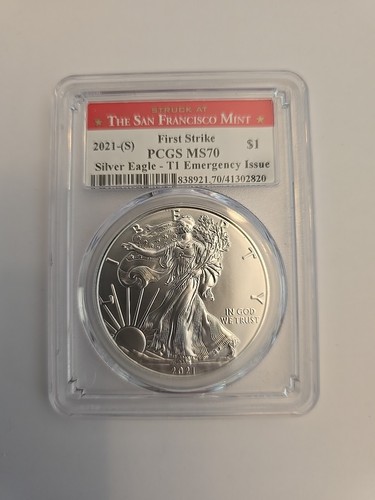 2021 (S) $1 US Silver Eagle Type 1 PCGS MS70 FS Emergency Issue SF ...