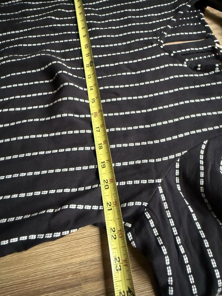 Soft Surroundings Pullover top XLP Tunic Woven 3/4 Sleeve Black White ...