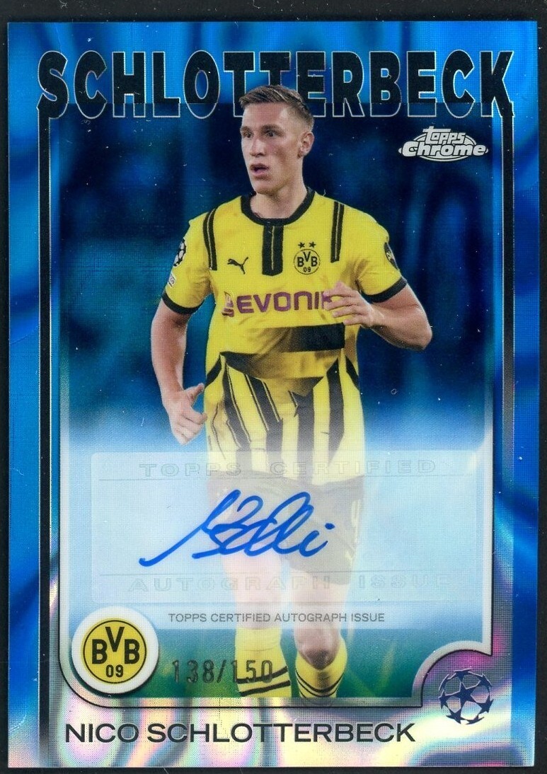 2024-25 Topps Chrome Uefa Club Competitions - Chrome Autographs Nico Schlotterbeck #CA-NS Blue ...