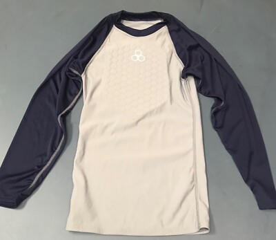 New McDavid Compression Shirt With Heart Protection,YL, Gray/Navy | eBay