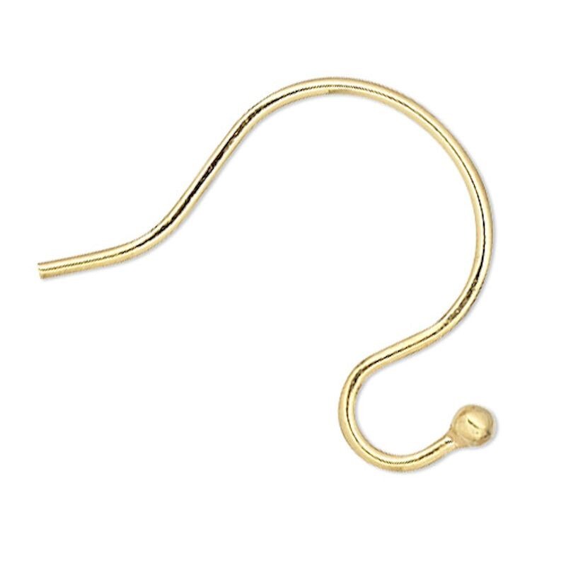 Ear Wire, 10 Gold Plated Brass 10mm Fishhook Open Loop Earrings with ...