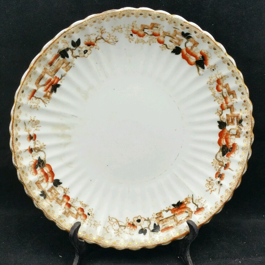 9" Fluted plate by Samuel Radford circa 1881 -91 in Black Red & Gilt ...