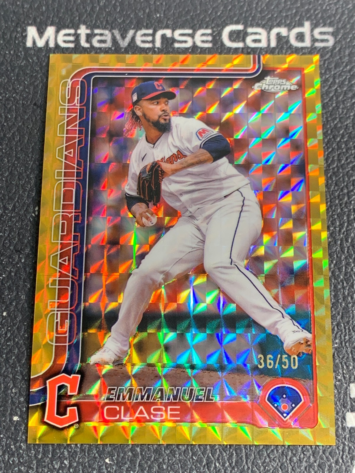 Emmanuel Clase 2025 Topps Chrome #135 Gold Geometric Refractor /50 ...