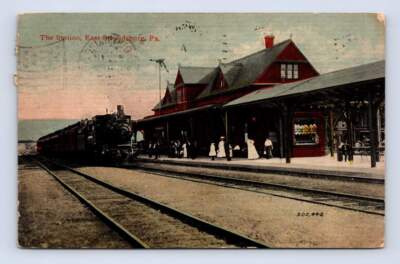 Train Station w Locomotive EAST STROUDSBURG Pennsylvania Railroad Depot ...